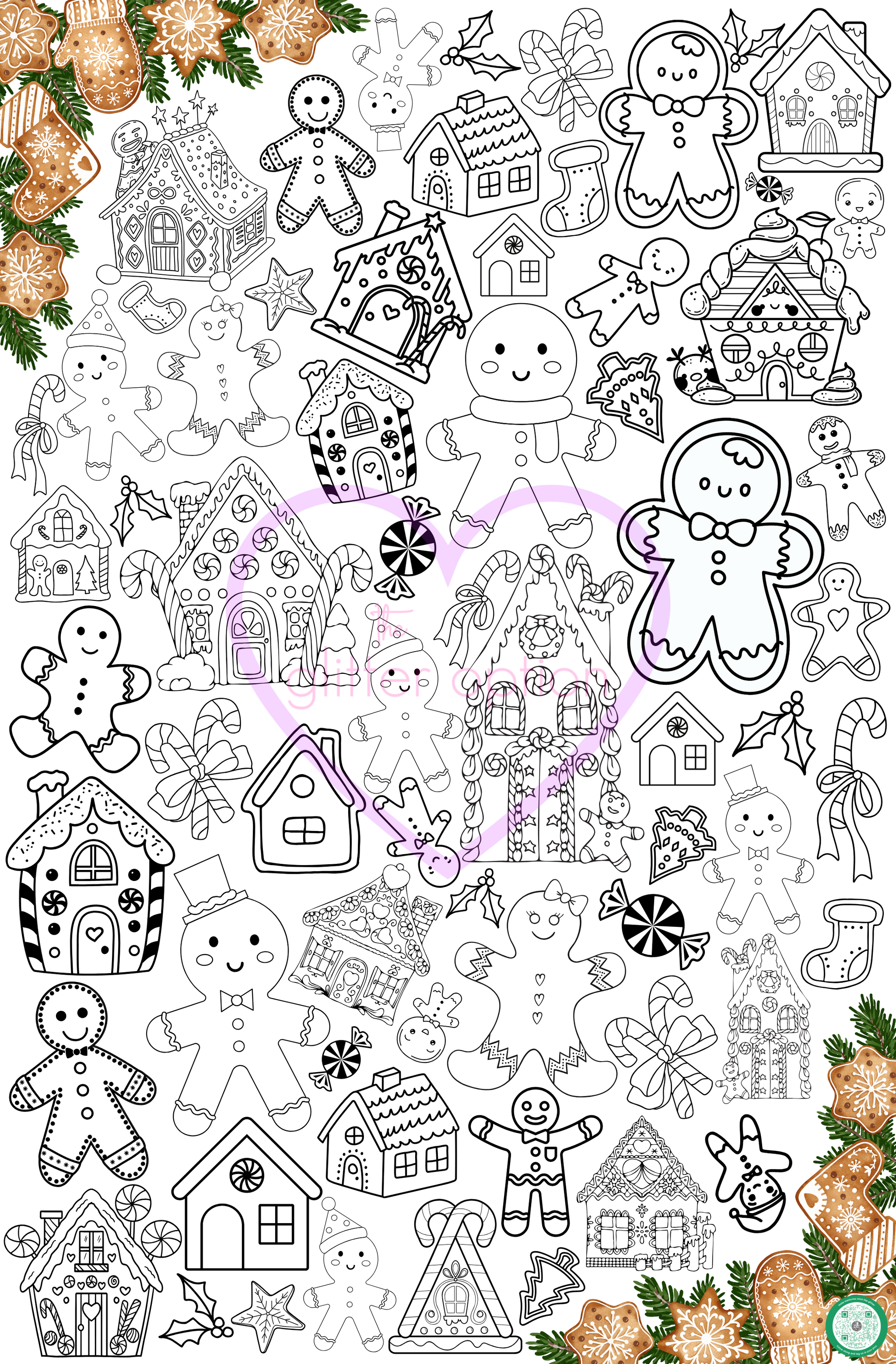 gingerbread coloring page – The Glitter Option