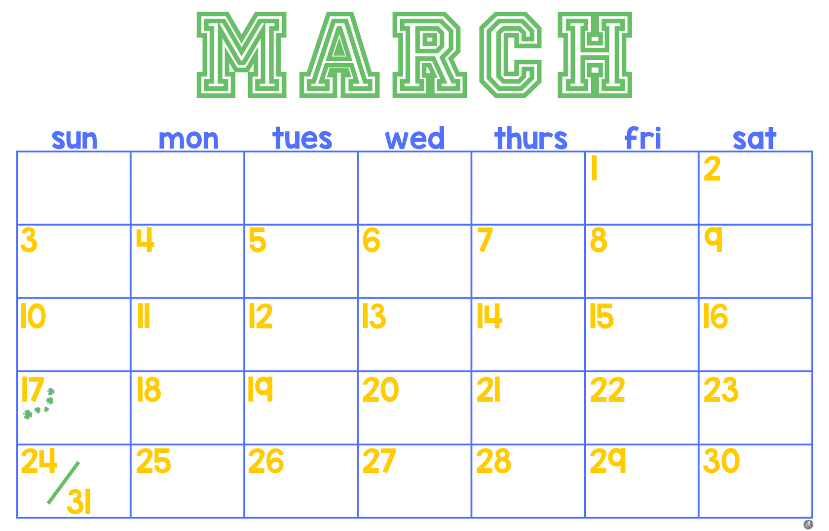 wall calendar poster – The Glitter Option