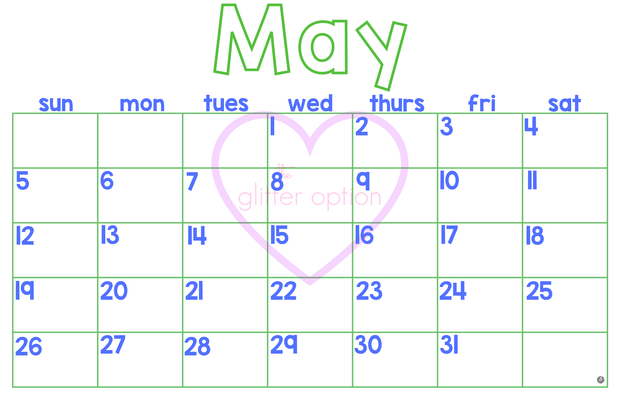 wall calendar poster – The Glitter Option